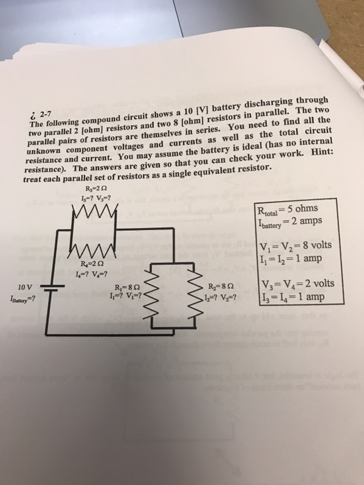 Solved ¿2-7 The following compound circuit shows a 10 [V] | Chegg.com