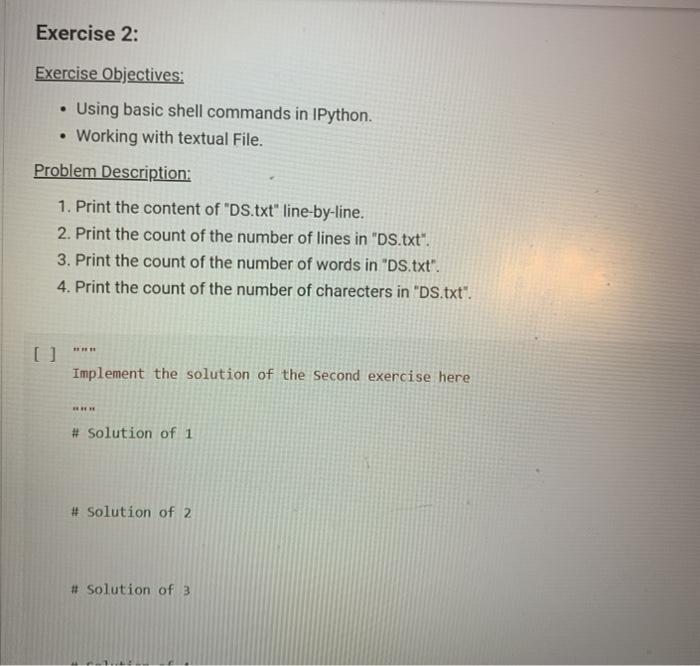 Solved Exercise 2 Exercise Objectives Using Basic Shell Chegg