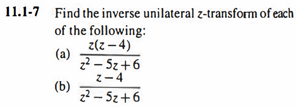 Solved 11.1-7 ﻿Find the inverse unilateral z-transform of | Chegg.com