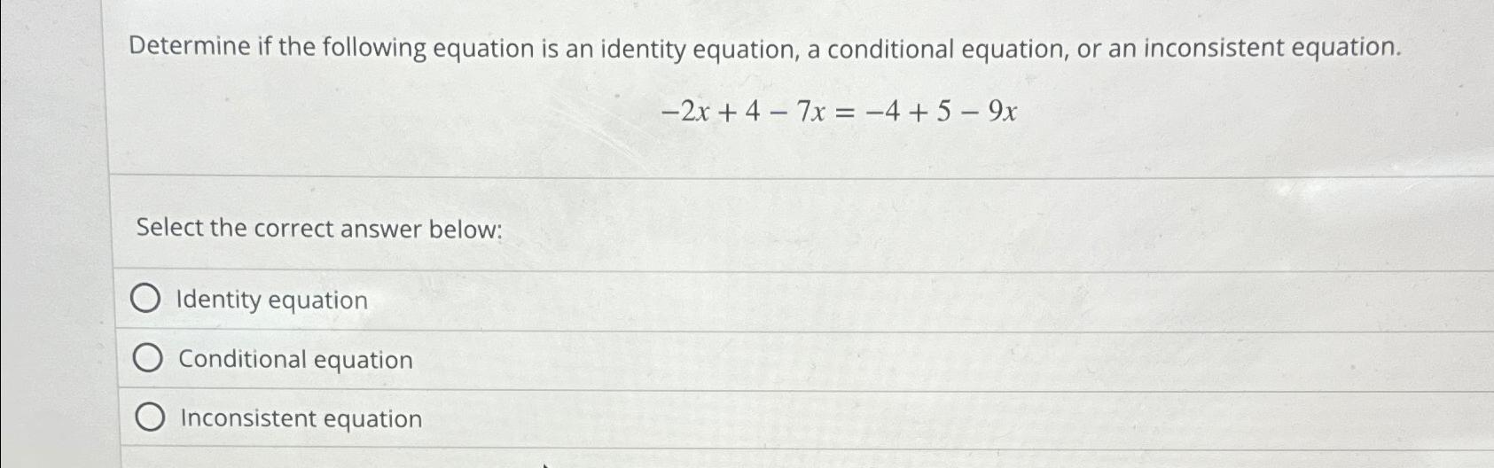 Solved Determine if the following equation is an identity | Chegg.com