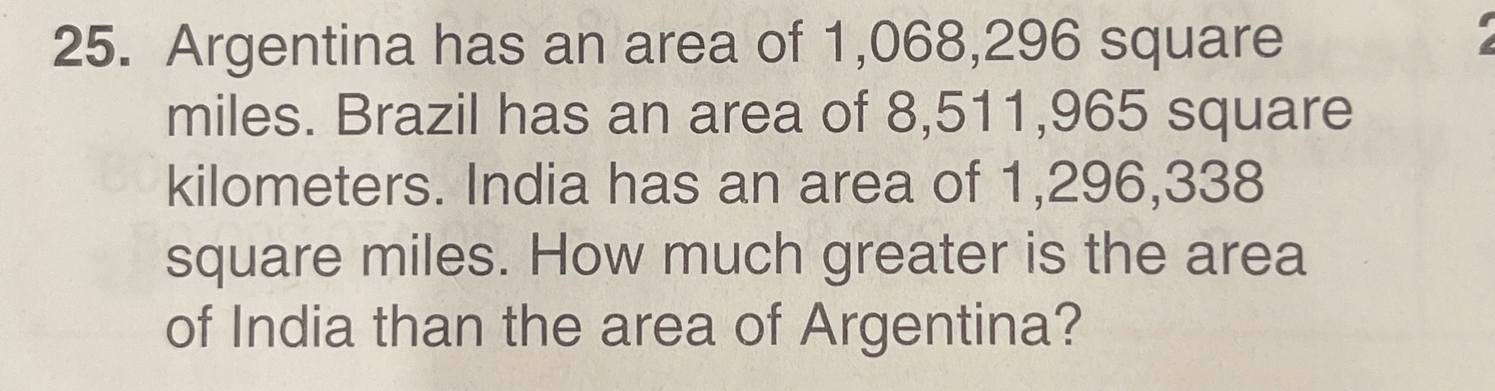 Solved Argentina has an area of 1,068,296 ﻿squaremiles. | Chegg.com