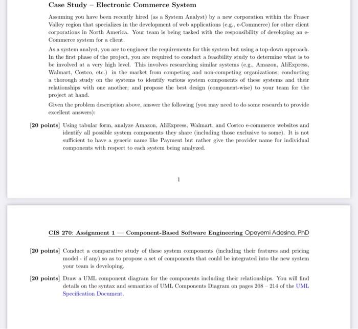 Solved Case Study - Electronic Commerce System Assuming you | Chegg.com