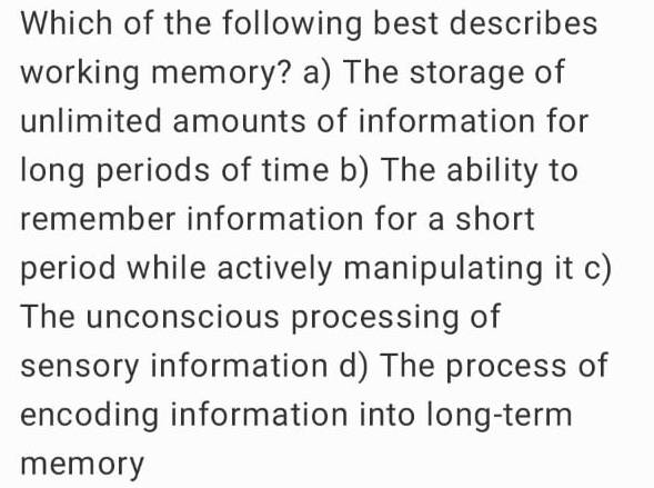 Solved Psychology: Which of the following best describes | Chegg.com