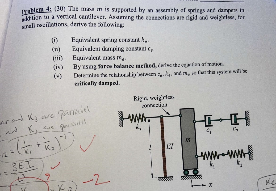 Solved Problem 4: (30) ﻿The mass m ﻿is supported by an | Chegg.com