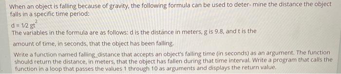 Solved When an object is falling because of gravity, the | Chegg.com