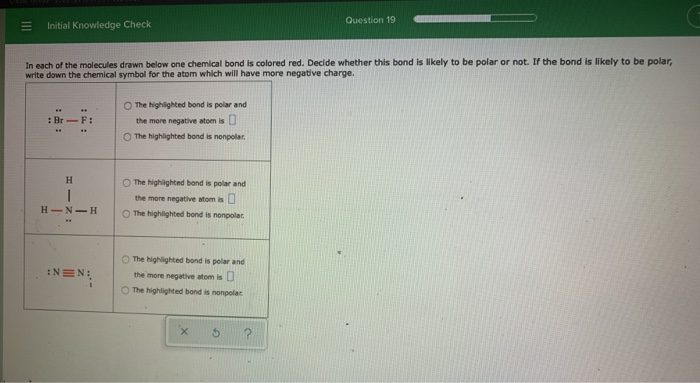 Solved Initial Knowledge Check Question 19 In each of the | Chegg.com