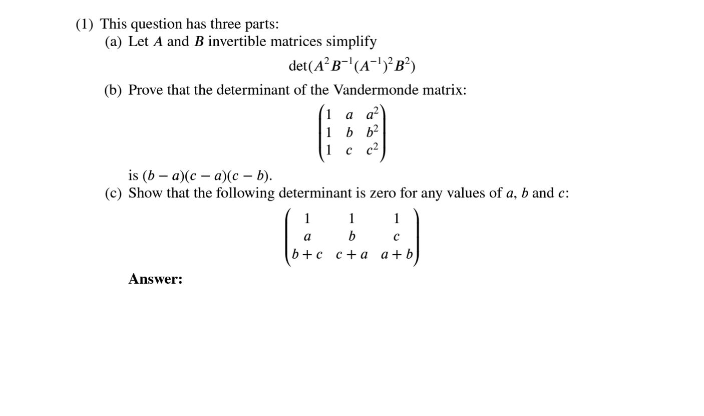 Solved (1) ﻿This question has three parts:(a) ﻿Let A and B | Chegg.com