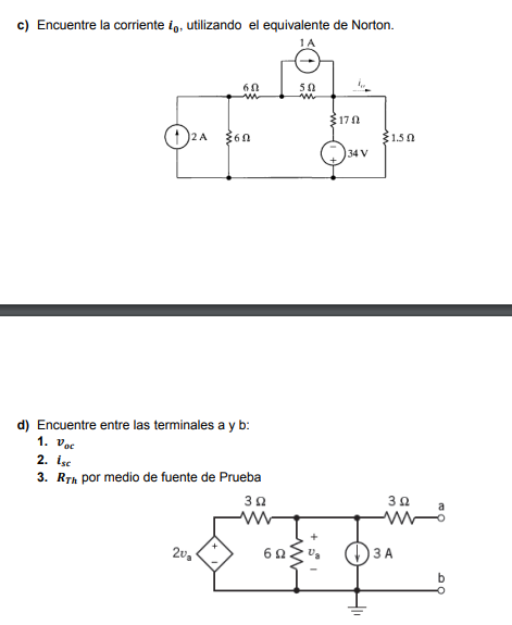 Solved c) ﻿Encuentre la corriente i0, ﻿utilizando el | Chegg.com
