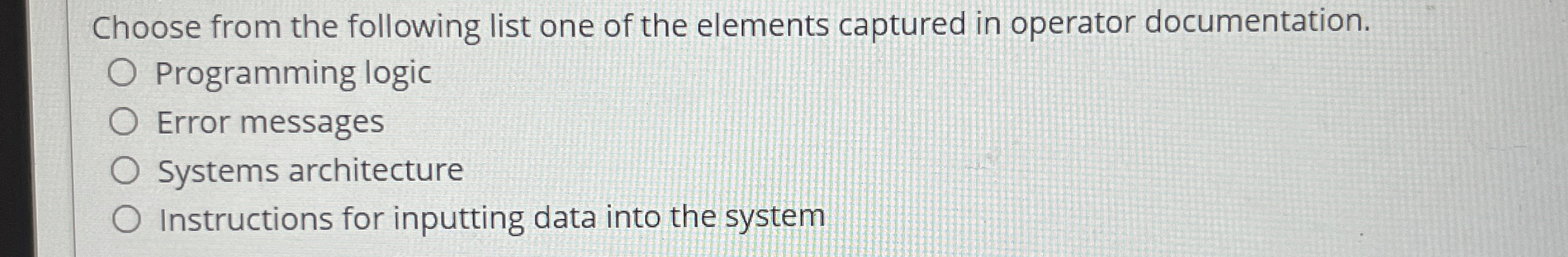 Solved Choose from the following list one of the elements | Chegg.com