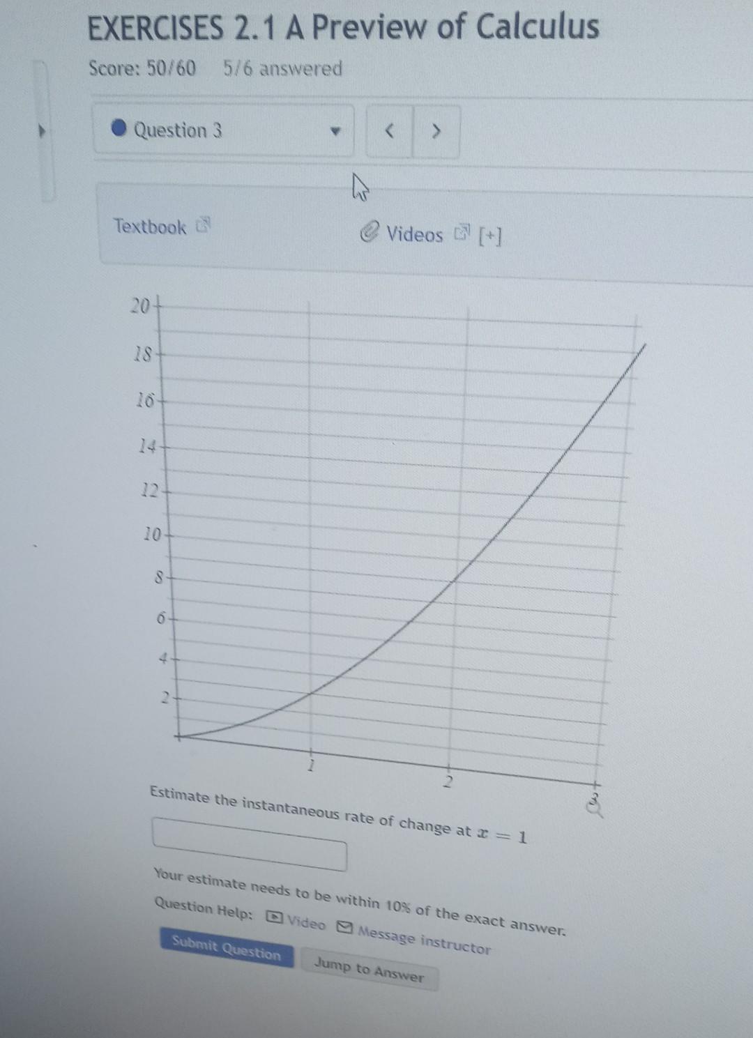 Solved EXERCISES 2.1 A Preview of Calculus Score: 50/60 5/6 | Chegg.com