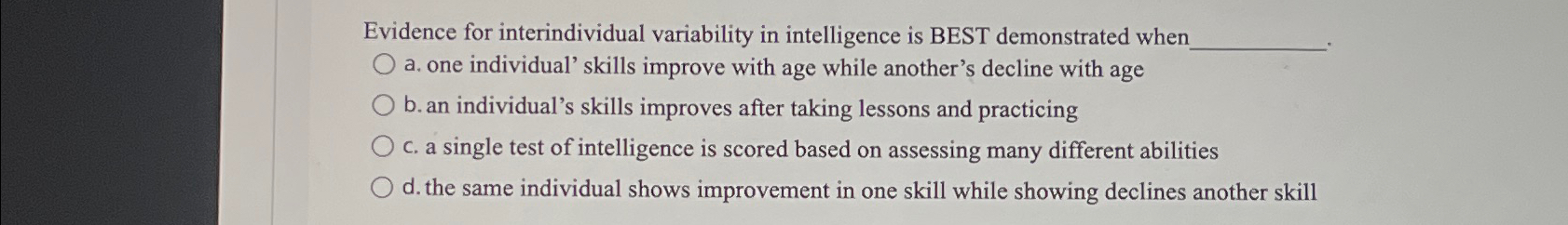 Solved Evidence for interindividual variability in | Chegg.com