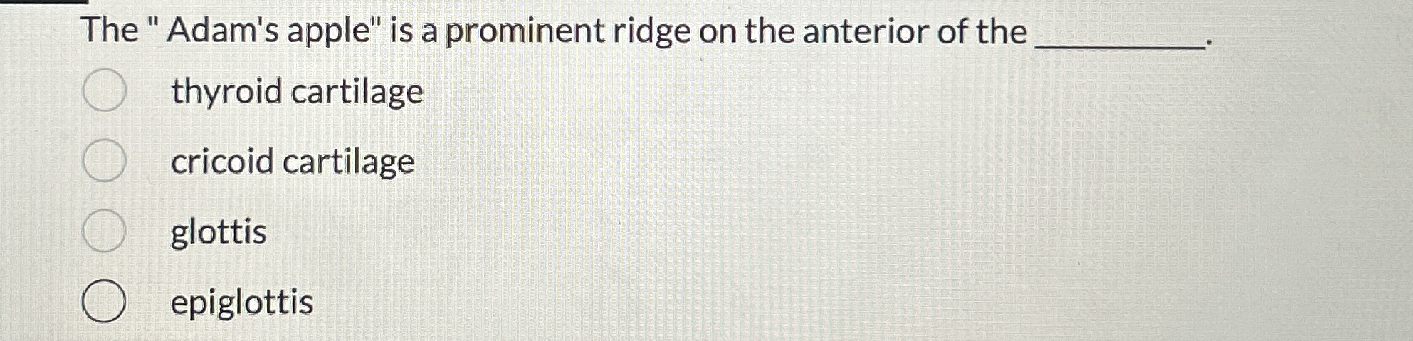 Solved The "Adam's apple" is a prominent ridge on the | Chegg.com