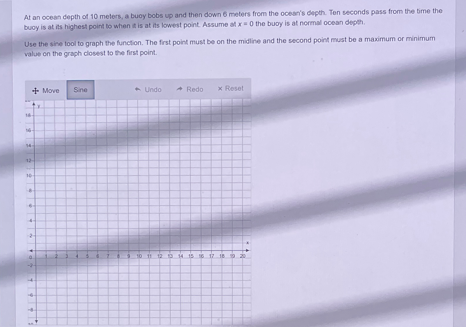 Solved At an ocean depth of 10 ﻿meters, a buoy bobs up and | Chegg.com