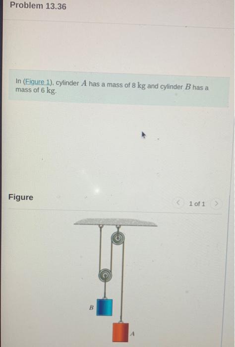 Solved In (Figure 1), cylinder A has a mass of 8 kg and | Chegg.com