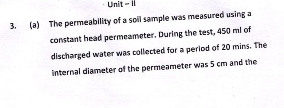 Solved the permeability of a soil sample was measured using | Chegg.com