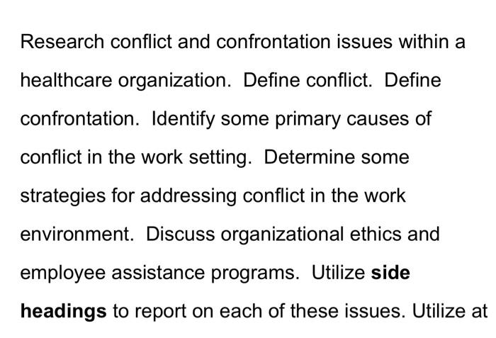 Solved Research conflict and confrontation issues within a | Chegg.com