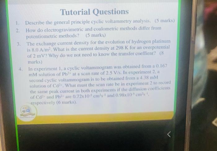 Solved Tutorial Questions 1. Describe the general principle | Chegg.com