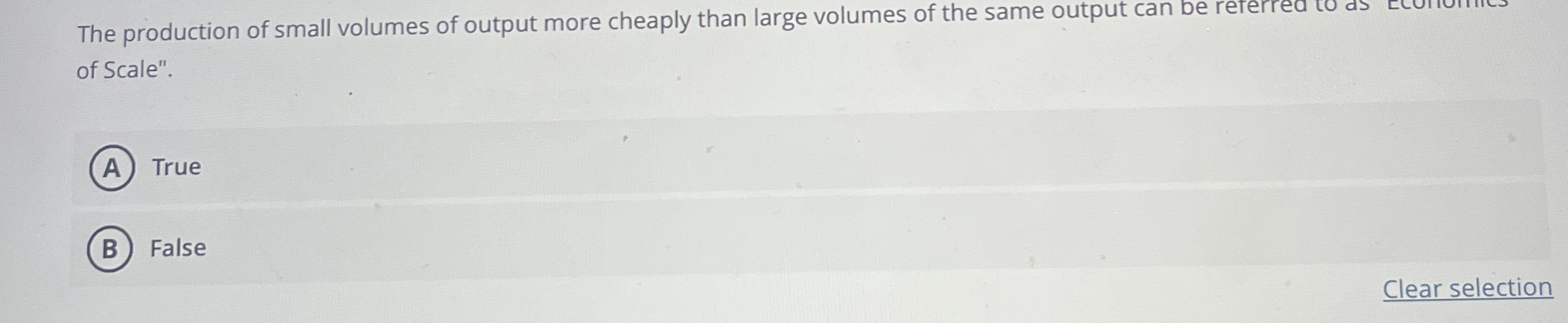 Solved The production of small volumes of output more | Chegg.com
