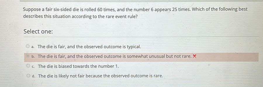 Solved Suppose a fair six-sided die is rolled 60 ﻿times, and | Chegg.com
