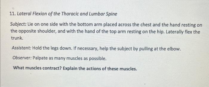 Solved 11. Lateral Flexion of the Thoracic and Lumbar Spine | Chegg.com