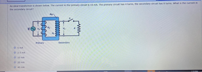 Solved An ideal transformer is shown below. The current in | Chegg.com