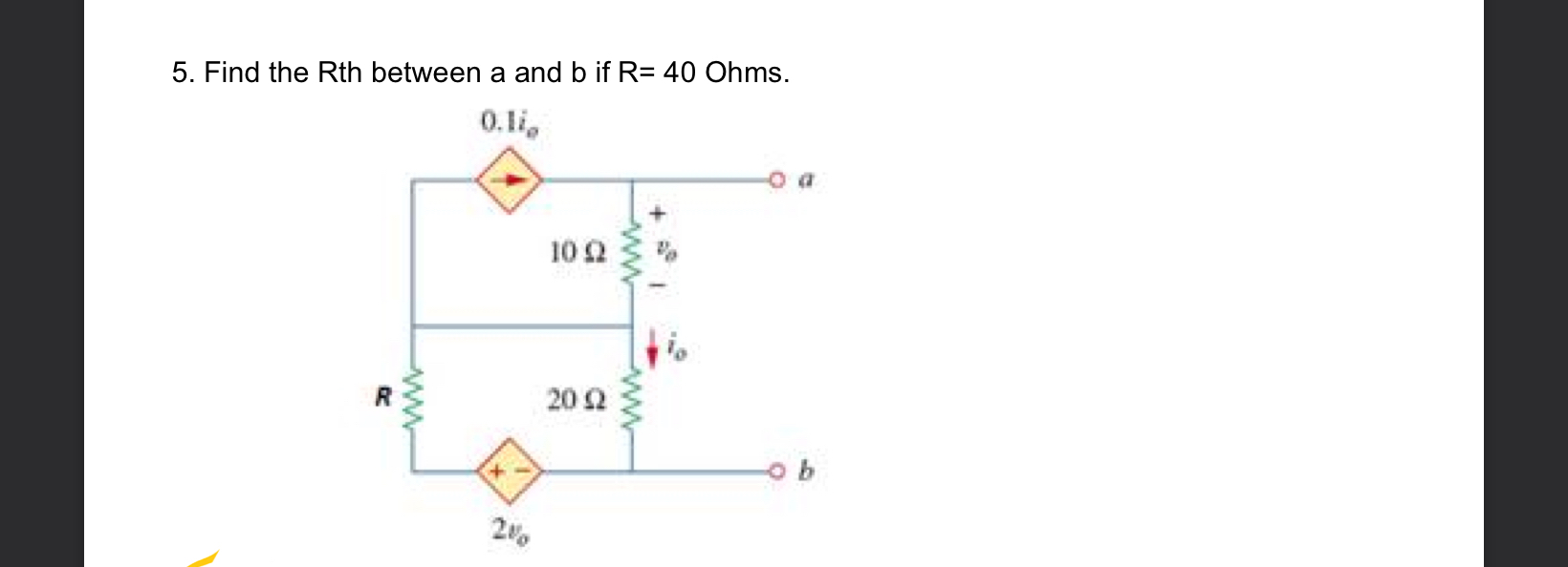 Solved Find the Rth between a and b ﻿if R=40 ﻿Ohms. | Chegg.com