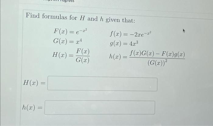 Solved Find formulas for H and h given that: | Chegg.com