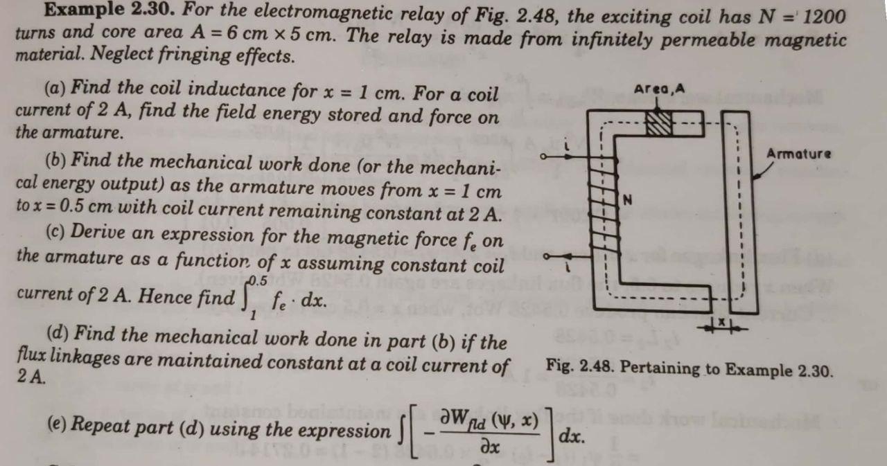 Armature Example 2.30. For the electromagnetic relay | Chegg.com