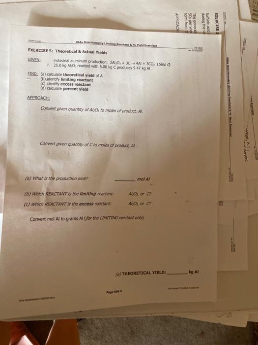 Solved EXERCISE 5: Theoretical & Actual Yields GIVEN | Chegg.com