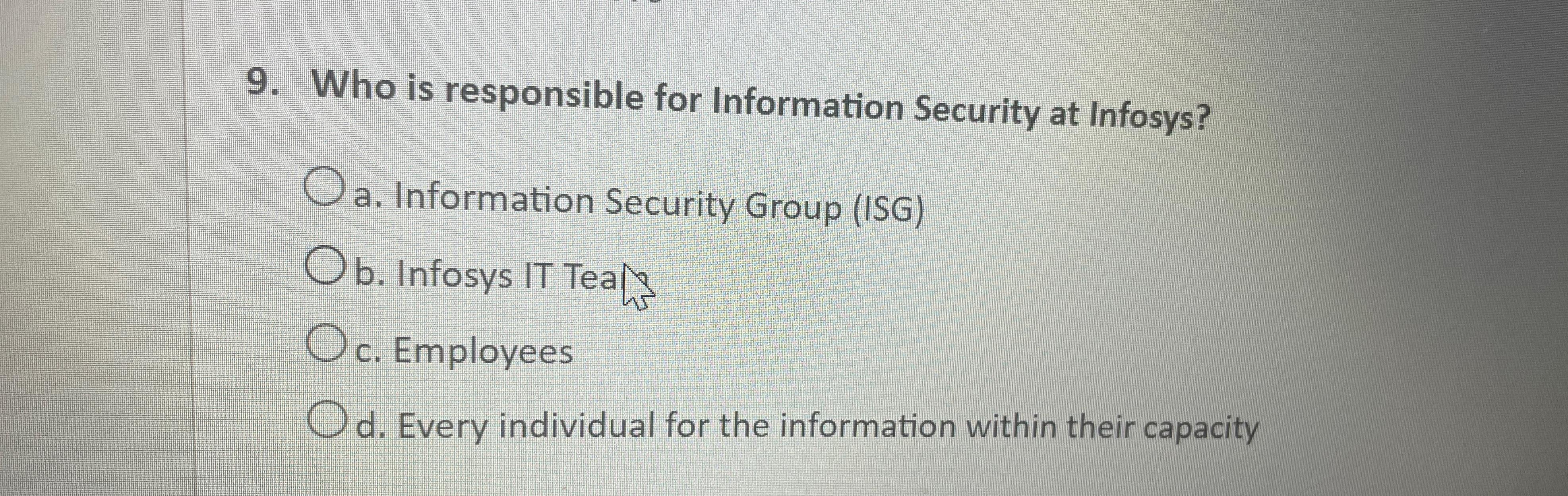 Solved Who is responsible for Information Security at | Chegg.com