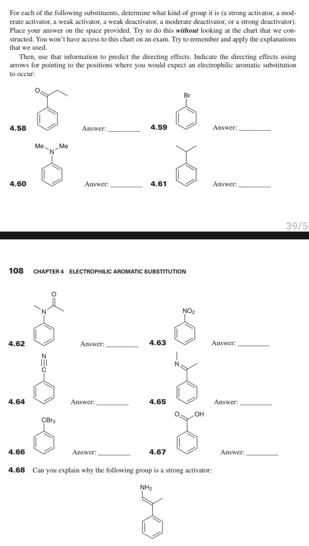 Solved For each of the following substituents, determine | Chegg.com