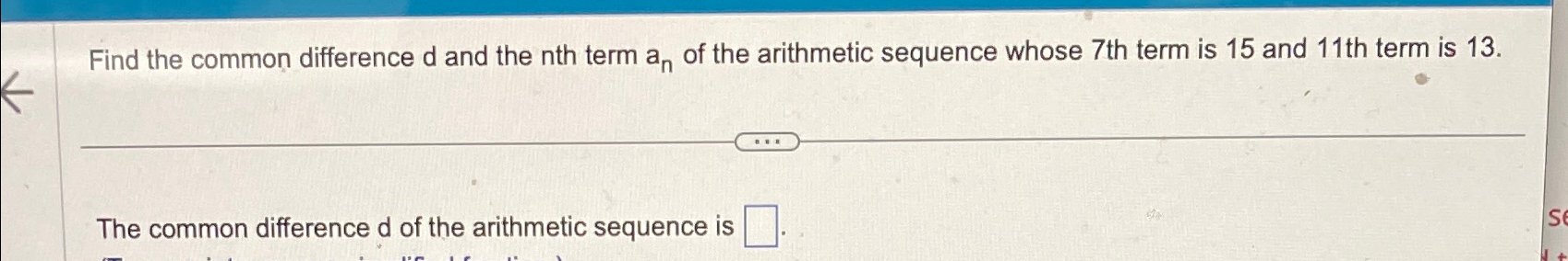Solved Find the common difference d ﻿and the nth term an ﻿of | Chegg.com