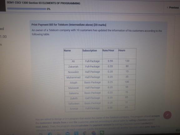 Solved SEMI CSCI 1300 Section 03 ELEMENTS OF PROGRAMMING | Chegg.com
