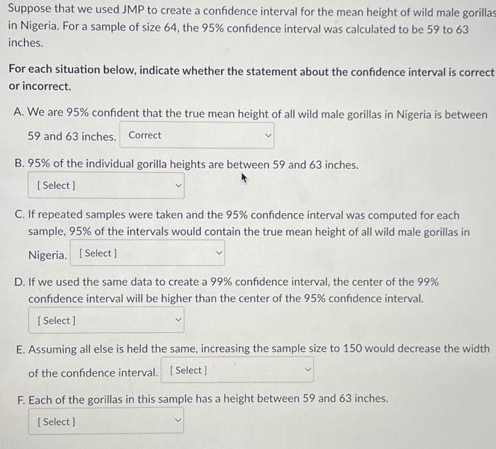 Solved Suppose that we used JMP to create a confidence | Chegg.com