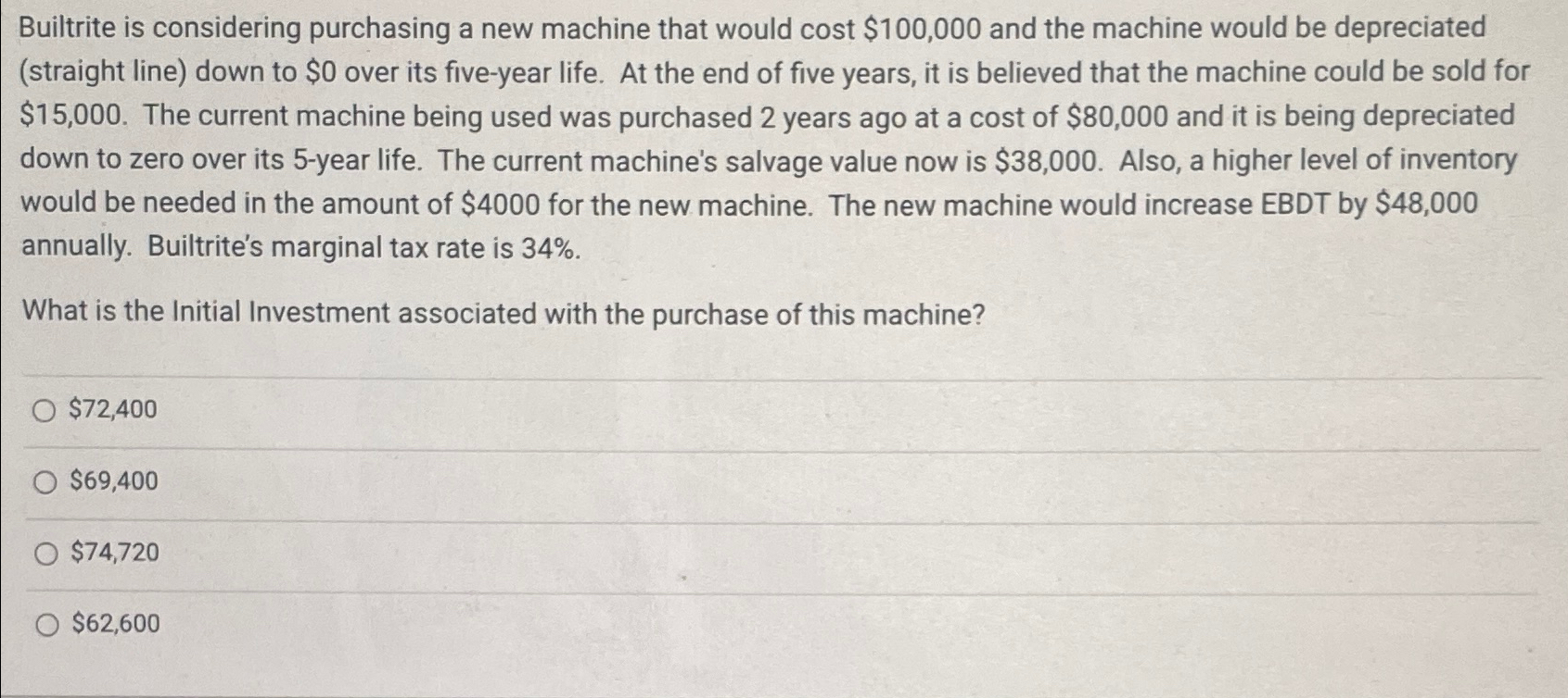 Solved Builtrite is considering purchasing a new machine | Chegg.com