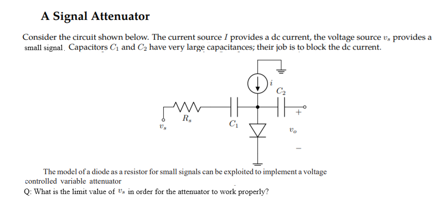 A Signal AttenuatorConsider the circuit shown below. | Chegg.com