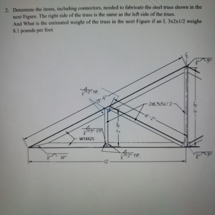 Solved 1. Prepare a structural steel materials list for the | Chegg.com