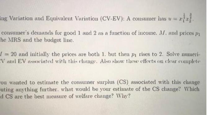 Solved ing Variation and Equivalent Variation (CV-EV): A | Chegg.com