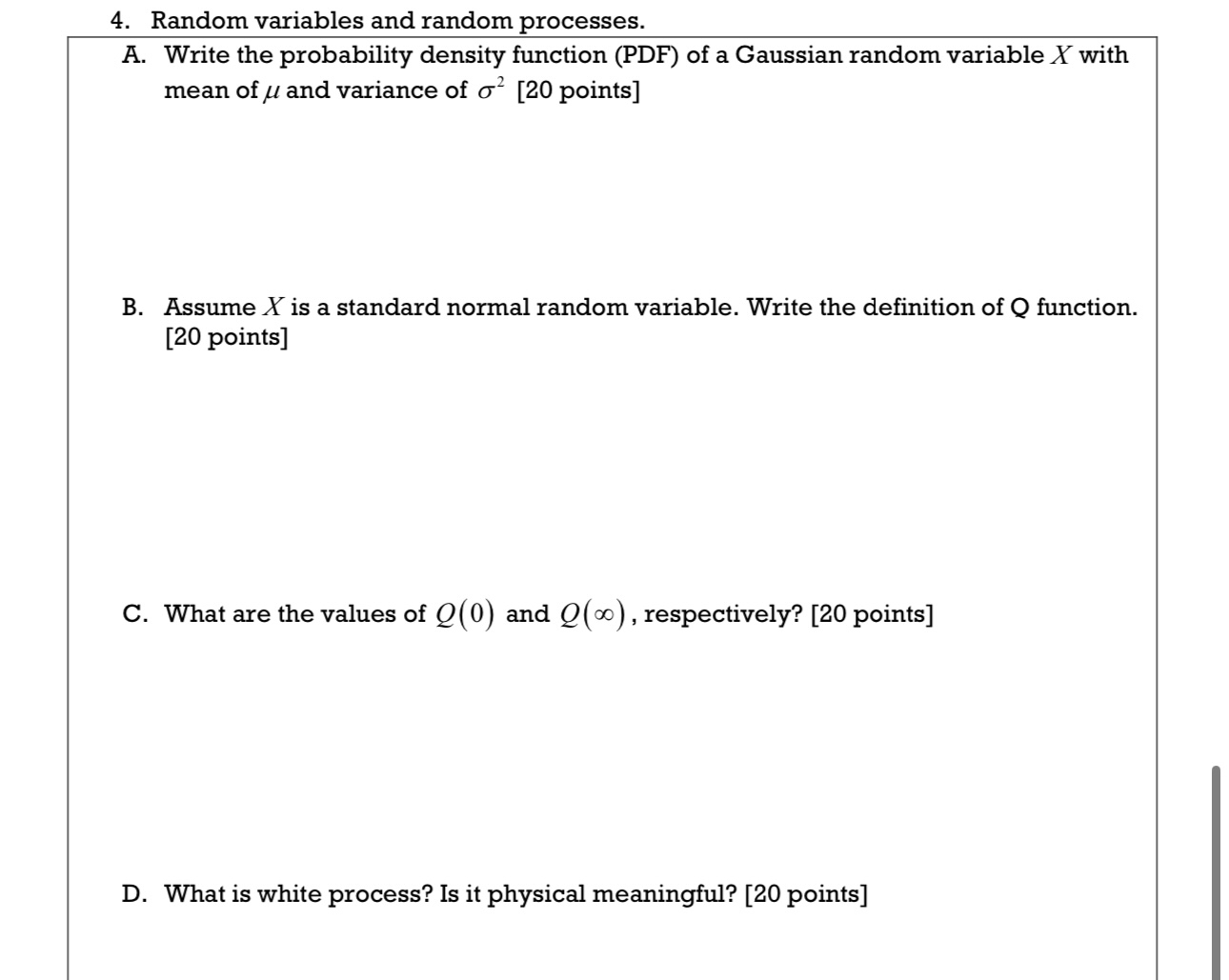 Solved Random variables and random processes.A. ﻿Write the | Chegg.com
