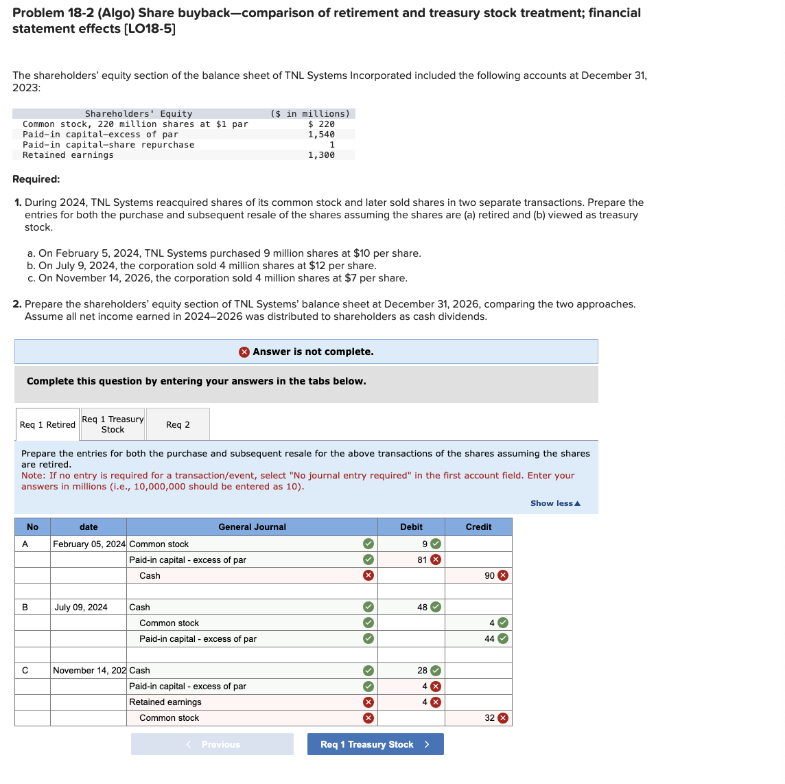 Solved Problem 18-2 (Algo) ﻿Share buyback—comparison of | Chegg.com