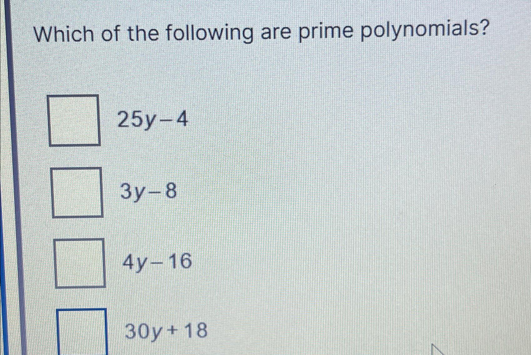 Solved Which of the following are prime | Chegg.com