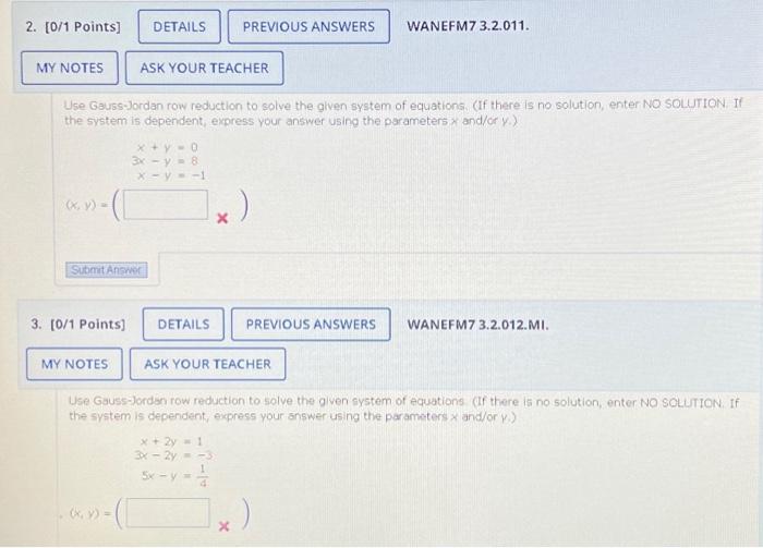 Solved Use Gauss-Jordan row reduction to solve the given | Chegg.com