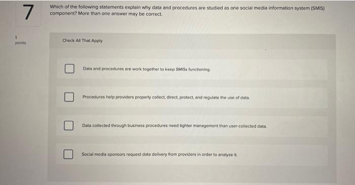 Solved Which of the following statements explain wiy data | Chegg.com