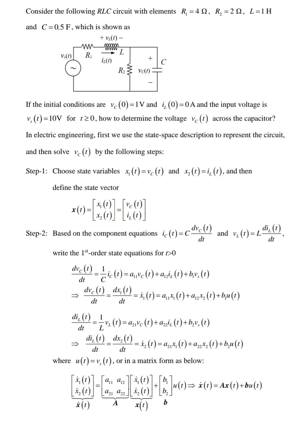 Consider the following RLC circuit with elements | Chegg.com