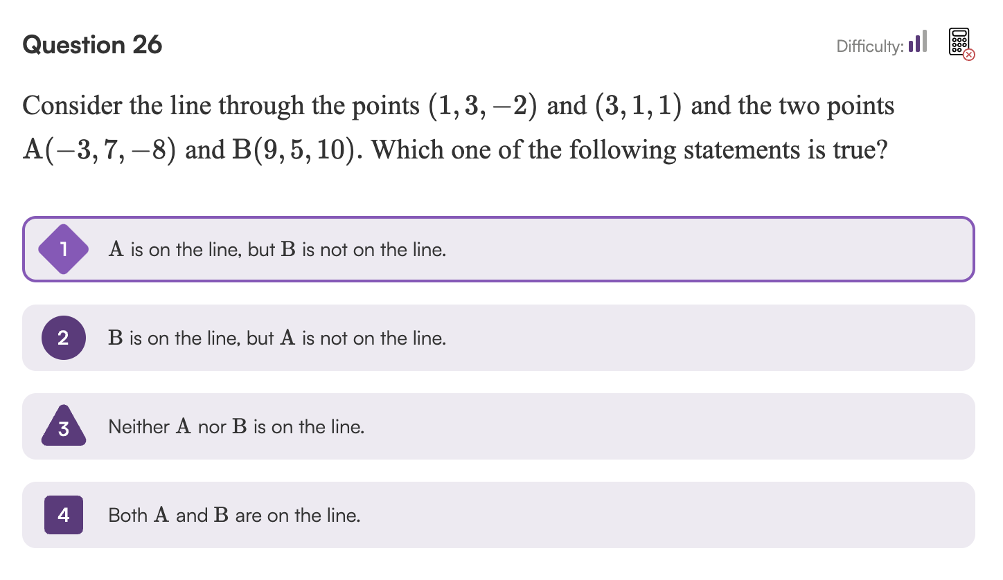 Solved Consider the line through the points (1,3,-2) ﻿and | Chegg.com