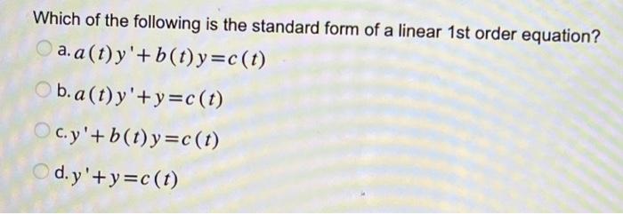 Solved Which of the following is the standard form of a | Chegg.com