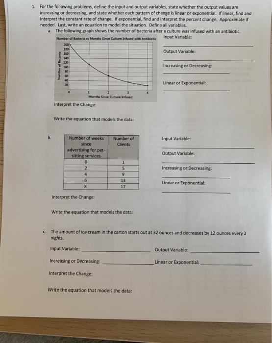 Solved 1. For the following problems, define the input and | Chegg.com