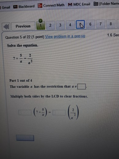 Solved Gmail Re Blackboard Connect Math M MDC Email [Folder | Chegg.com