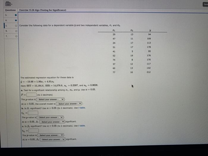 Solved Questions Exercise 15.20 Algo (Testing for | Chegg.com Solved Questions Exercise 15.20 Algo (Testing for | Chegg.com