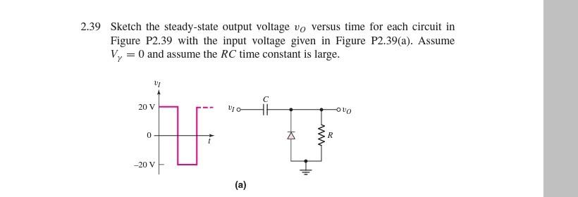 Solved 2.39 Sketch the steady-state output voltage vo versus | Chegg.com